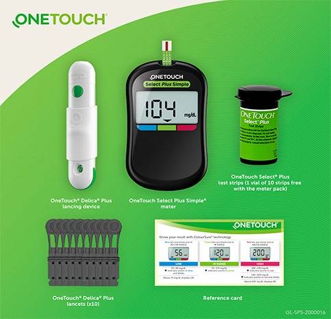 OneTouch Select Plus Simple Blood Glucose Monitoring System Set ( Meter ...