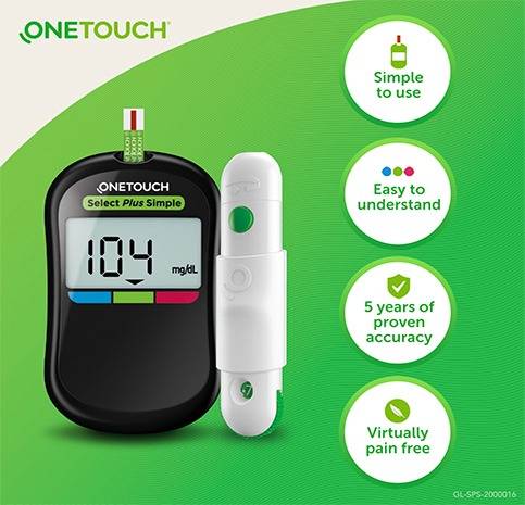 OneTouch Select Plus Simple Blood Glucose Monitoring System Set ( Meter ...