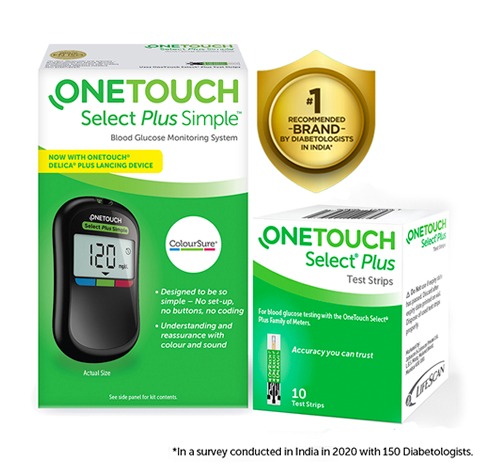 OneTouch Select Plus Simple Blood Glucose Monitoring System Set ( Meter ...
